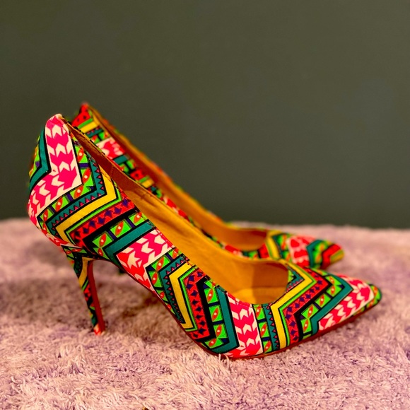 Liliana | Shoes | Liliana Pointy Toe Pink Green Multi Pattern Stiletto ...